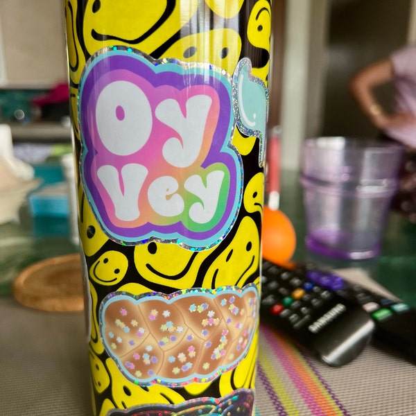 Oy Vey Glitter Glossy Jewish Sticker, Funny Humor Gift, Party Favor ...