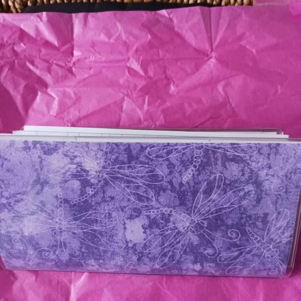 Checkbook Cover Lavender Dragonfly - Etsy
