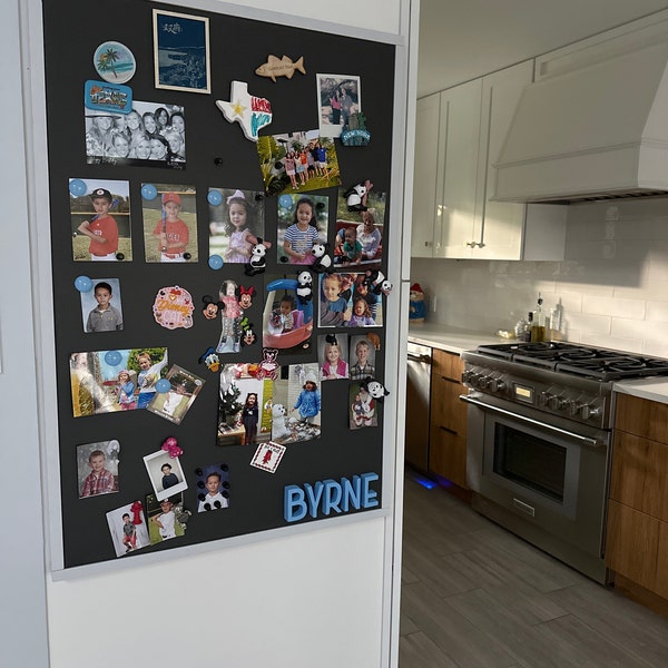 Large Modern Personalized Magnet Board, Black Magnetic Message Board ...
