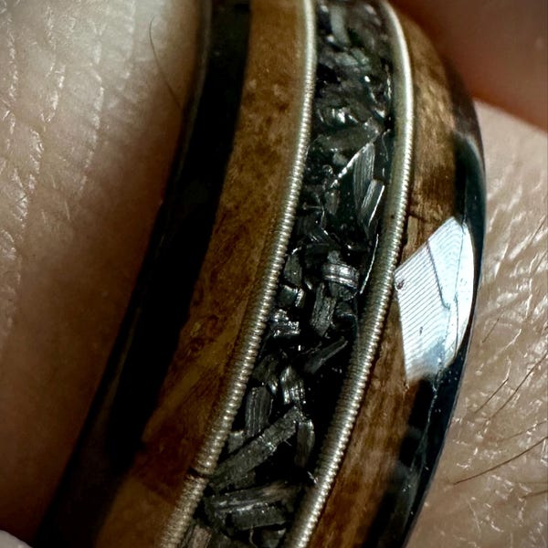 Mens Wedding Band With Burnt Whiskey Barrel and Meteorite, Meteorite ...