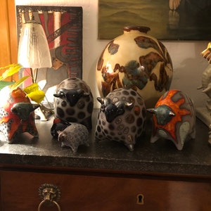 Sheep Sculpture Handmade Art Ceramic Blue Ram Modern Figurine | Etsy