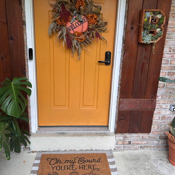 Funny Doormat: Oh My Gourd You're Here Halloween Pumpkin Welcome 1796 ...