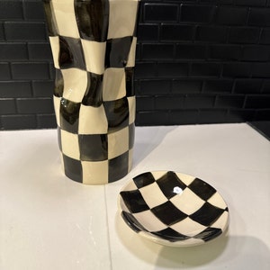 READY TO SHIP Ceramic Checkered Vase - Etsy