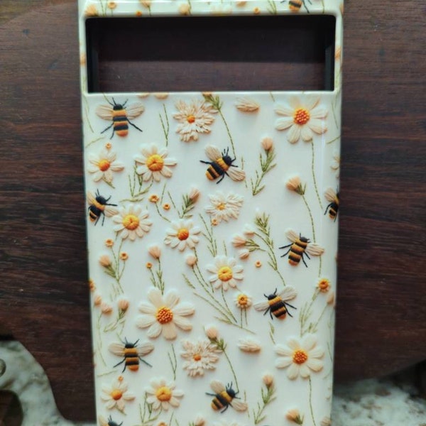 Personalized Bee Lover Gift Phone Case | Custom Faux Embroidered Floral ...
