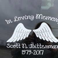 In Loving Memory Car Window Decal With Angel Wings | Car Decals - Etsy