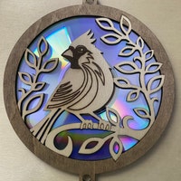 Moon, Sun and Stars Suncatcher Laser Cut Wood With Repurposed Dvds ...