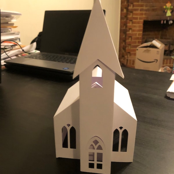 3D Paper Church SVG | Christmas Village Wedding Chapel (digital ...
