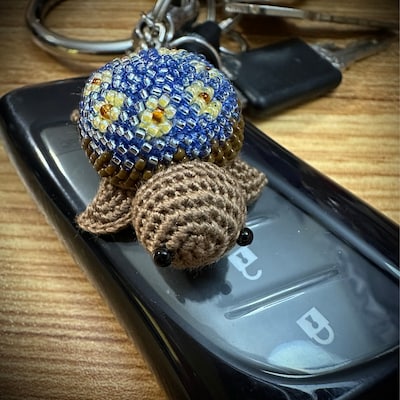 Bead Crochet Mini Turtle Keychain With Different Color Options - Etsy