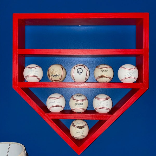 Handcrafted Wood Baseball Shelf Handmade Wooden Baseball Glove Display ...