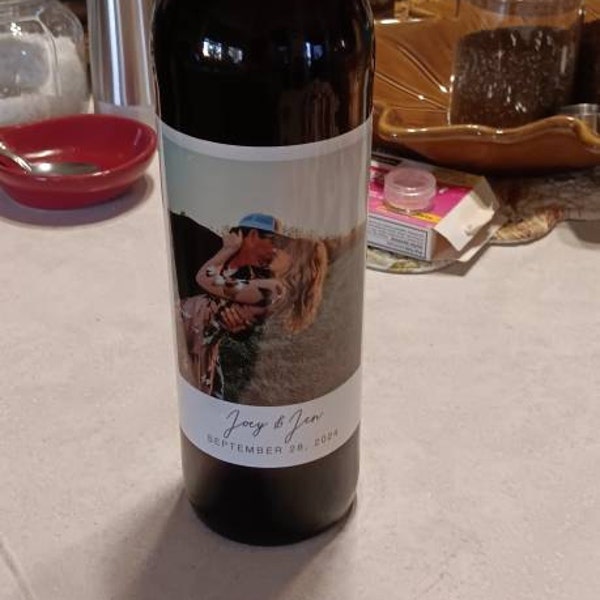 Custom Photo Wine Label Newly Engaged Couple Wine Label, 21st Birthday ...
