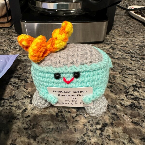 Crochet Emotional Support Dumpster Fire Amigurumi,burning Trash Can ...