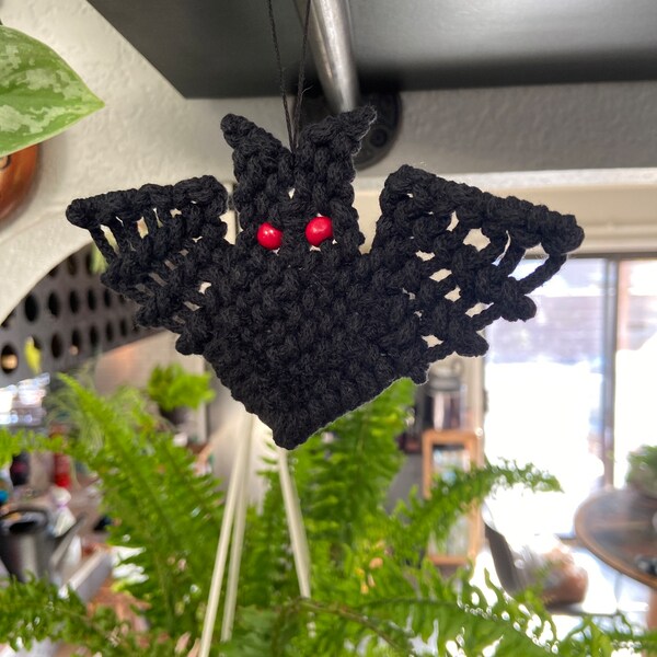 Small Bat Macrame Decor, Car Mirror Charm, Gothic Wall Decor, Gothic ...