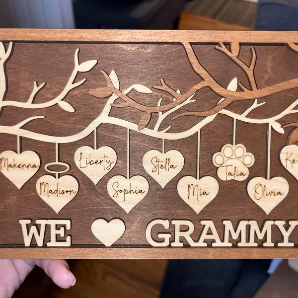 Family Tree Hanging Heart 3D Wall Hanging Decoration or Gift With Stand ...