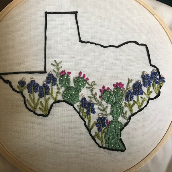 Texas State Embroidery Pattern and Stitch Guide - Digital PDF Instant ...