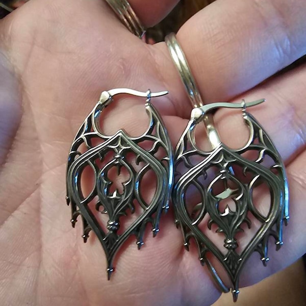 Gothic Chandelier Hoops, Goth Hoop Earrings, Hoop Earrings, Gothic ...
