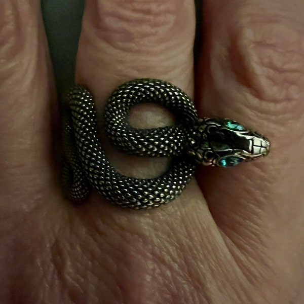 Snake Ring,snake Ring With Eaquamarine CZ Eye, Serpent Ring, Snake Ring ...