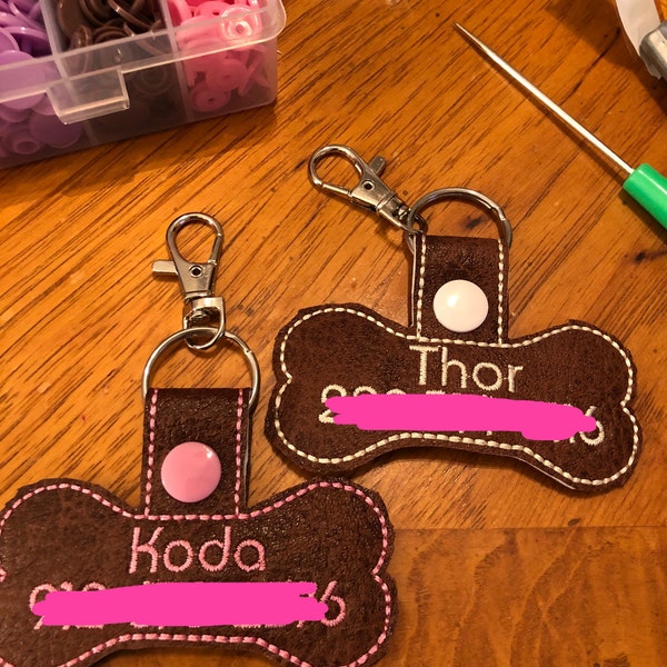 Dog Bone Tags - in the Hoop - Snap/rivet Key Fob - DIGITAL Embroidery ...