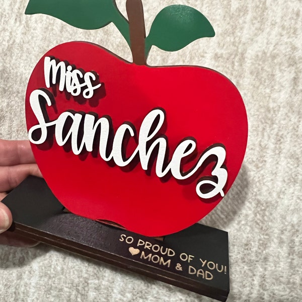 Personalized Apple Name Plate, Teacher Name Plate, Back to School ...