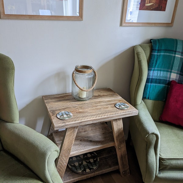 Reclaimed Rustic Side End Table, Wooden Stool, Custom Furniture ...