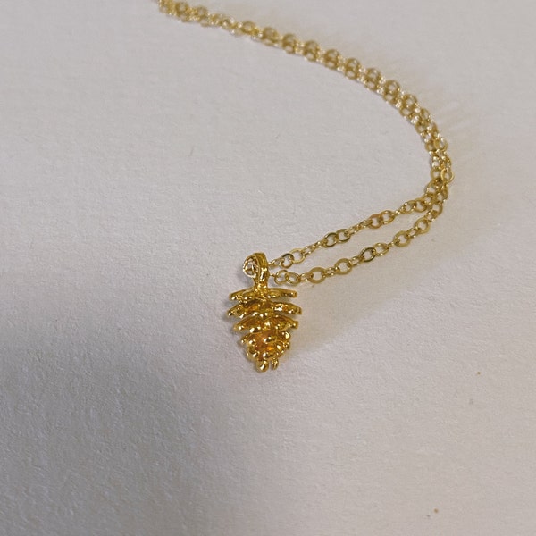 Shiny Vermeil Gold Pinecone Charm- 18k Gold Over Sterling Silver Pine ...