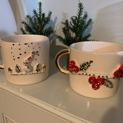 HAPPY FOREST CUP Happy Forest Ceramic Xmas Tea Cup With Handle - Etsy