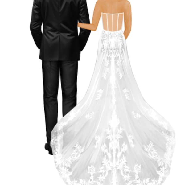 Personalized Bride and Dad Portrait Art PRINT | Father of the Bride ...
