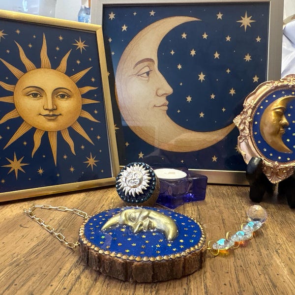 Man in the Moon Miniature Gold Ornate Frame, 90s Celestial Decor ...