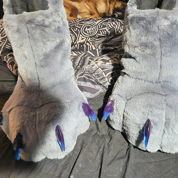 Gray and Tan Fursuit Hand Paws - Etsy