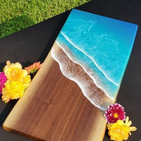 Your Custom Black Walnut Ocean Desk, Wave Desk, Beach Desk, Live Edge ...