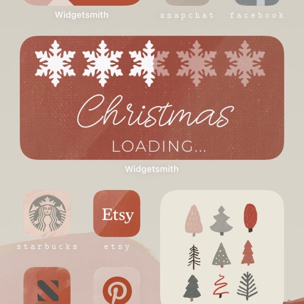 Christmas Boho Icon Theme Pack | App Covers | Ios iPhone Shortcuts ...
