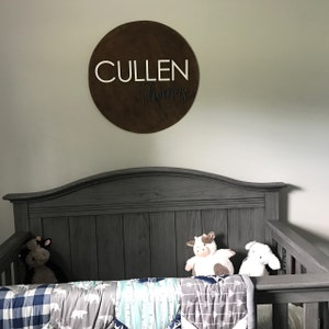 Nursery Name Sign Above Crib Name Sign Round Name Sign Boho - Etsy