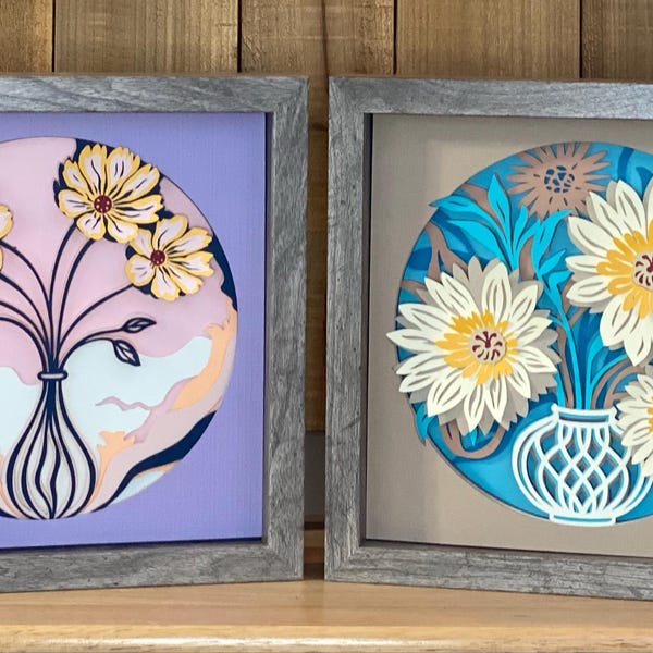 Flower Bouquet Shadow Box SVG: Layered Paper Cut Files - Etsy
