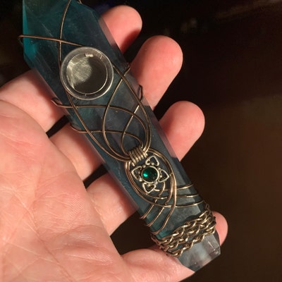 Labradorite Pipe, Pendant Necklace, Stone Pipe, Crystal Healing, Wire ...