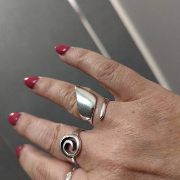 925 Sterling Silver Ring, Silver Wrap Ring, Chunky Ring, Minimalist Ring, Trendy Ring ...