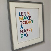 Let's Make Today A Happy Day Print | Childrens Room Decor | Rainbow ...