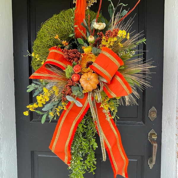 Rectangle Spring Wreath, Spring Wreath, Floral Wreath, Moss Wreath ...