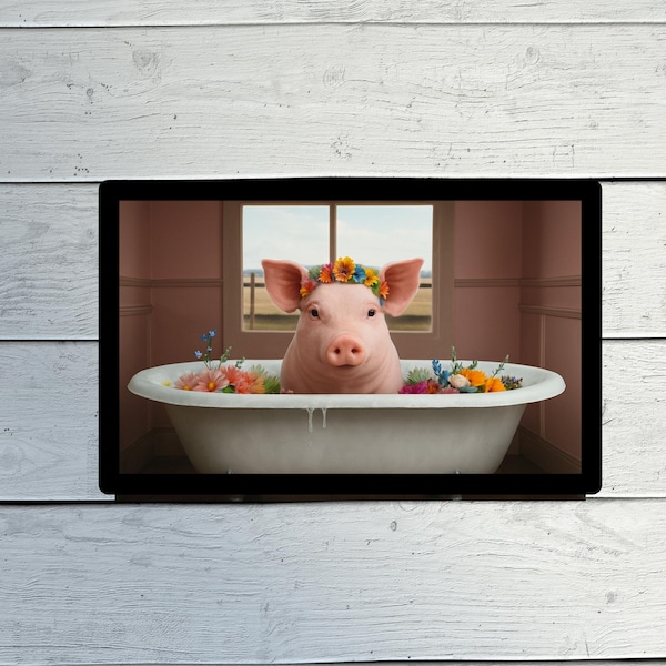 Farm Animals Soaking in the Tub | 3 Pack | Cow | Chicken | Pig | Floral ...