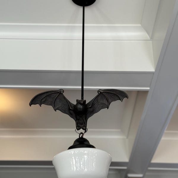 LG1 Solid BRONZE Bat Gothic Chandelier With Choice of Leaded Glass ...