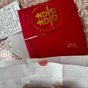 Long Personalized Stencil Red Envelope: Wedding, Welcome Baby, Happy ...