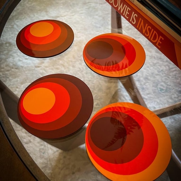 70s Circles Coasters Set of Four - 70s Graphic Retro Coasters - 1970s ...