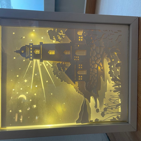 Lighthouse Shadow Box - Lighthouselightbox SVG for Cricut Projects, Paper Cut Shadow Box ...