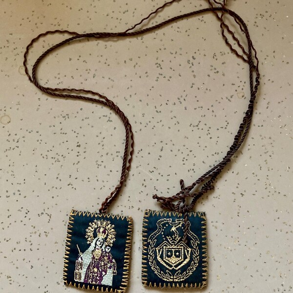 Our Lady of Mt Carmel Leather Scapular Catholic Sacramental Necklace ...
