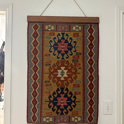 Walnut Stain Wooden Rug Hanger for Wall - Etsy