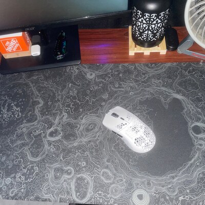 Moon Topographic Map Desk Mat, Large Gaming Mousepad, Black Desk Pad ...