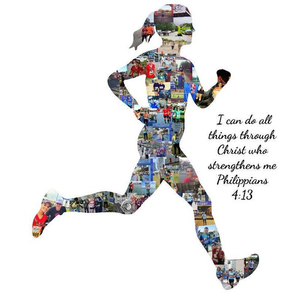 Runner Custom Gift, Running Photo Collage, Marathon Wall Poster ...