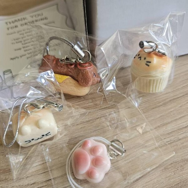 Miniature Food Charm,kawaii Dumpling Charm,pineapple Bun Keychain ...