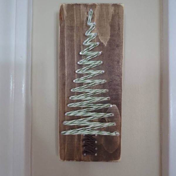 DIY Christmas Tree String Art Kit: Stained Wood, Holiday Decor - Etsy