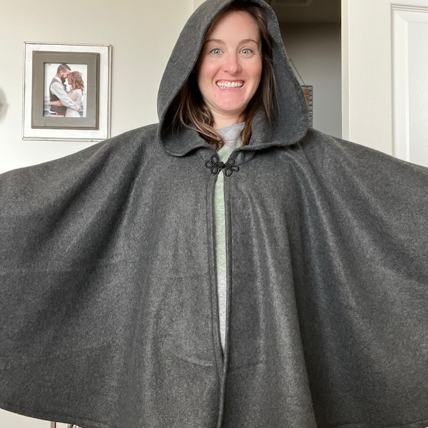 Short Fleece Cloak, Dark Grey Full Circle Cloak Cape - Etsy UK