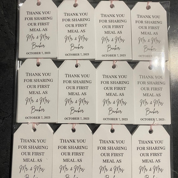 Thank You for Sharing Our First Meal as Mr and Mrs, Personalized ...