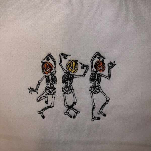Dancing Skeletons Embroidery Design, Halloween Pumpkin Face Skeleton ...